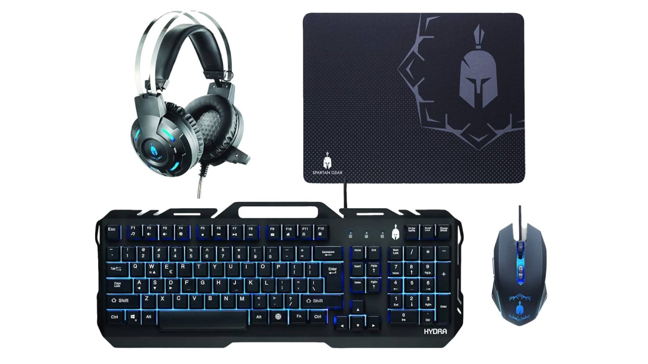 Spartan Gear Hydra Gaming Combo Tastatura Mouse Casti Mousepad Pentru ...