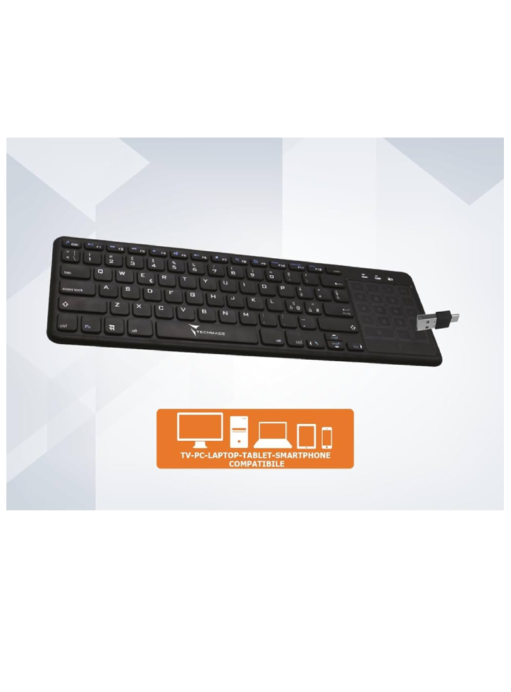 Keyboard Techmade Wireless Tm Bk268t Touchpad Black pentru PC