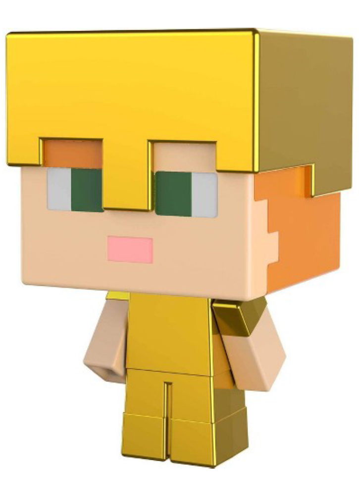 Figurina Joc Mattel Minecraft Mob Head Minis Alex In Gold Armor Hdv96