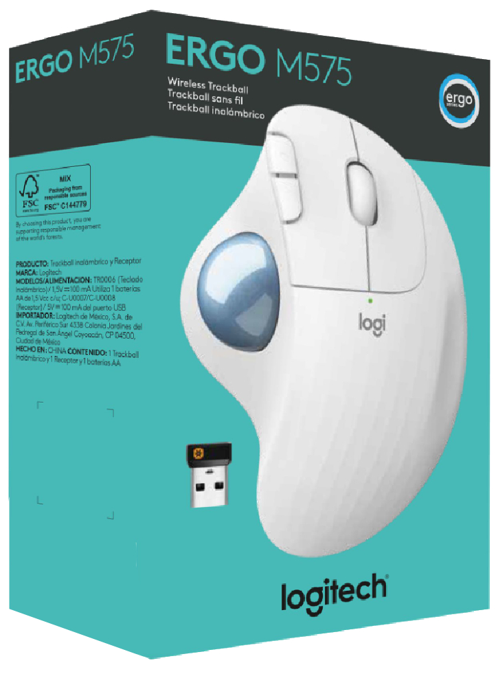 Mouse Logitech Ergo M575 2.4ghz Bt Off White pentru PC
