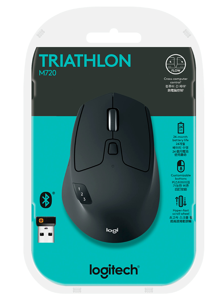 Mouse Logitech M720 Triathlon Bluetooth Optical Black pentru PC