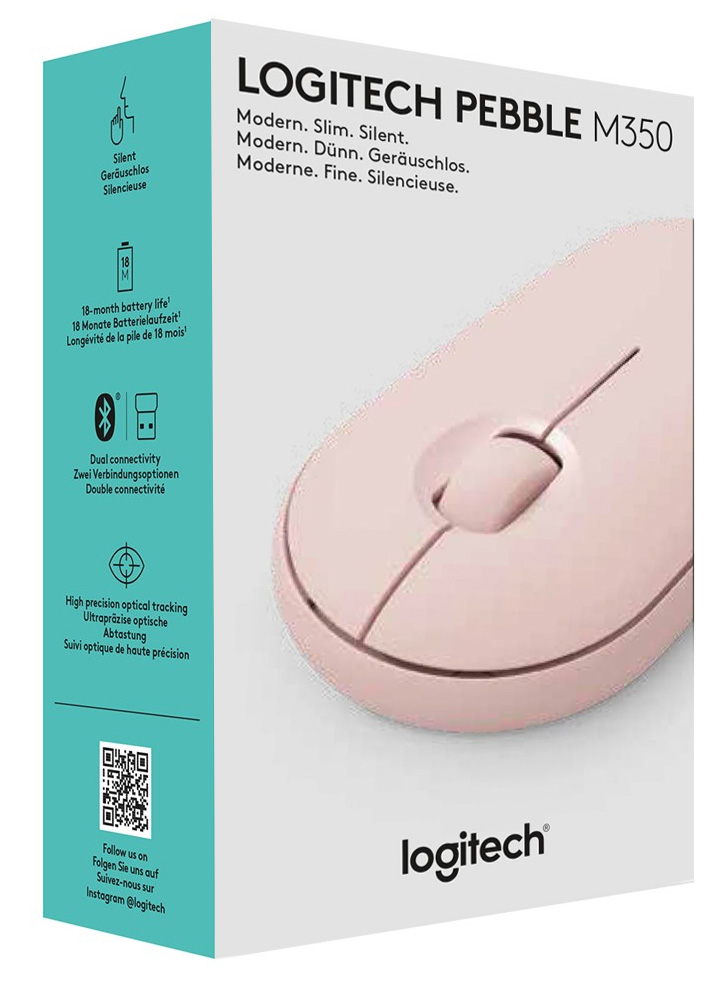 Mouse Logitech Pebble M350 Wireless Rose pentru PC