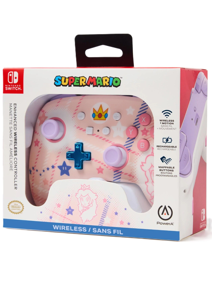 Powera Enhanced Wireless Controller Princess Peach Plaid
